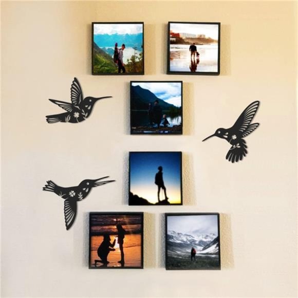 Accents | Metal Hummingbird Wall Art Decorblack Metal Wall Artbird Wall ...